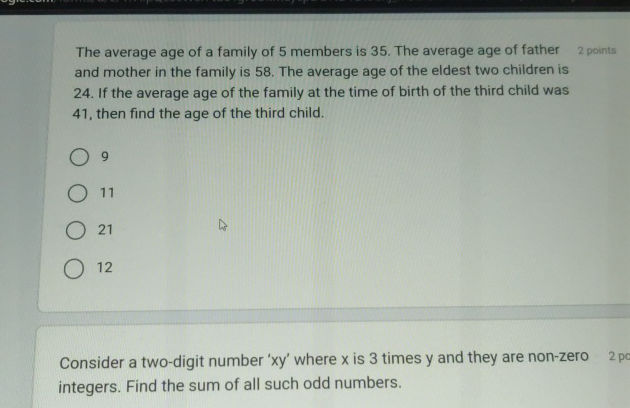 The average age of a family of 5 members is | StudyX