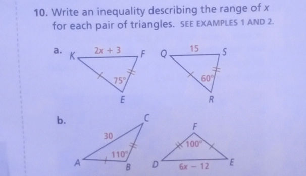 10 Write an inequality describing the range | StudyX