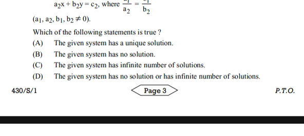 a1x + b1y = c1 a2x + b2y = c2 where a1a2 = | StudyX