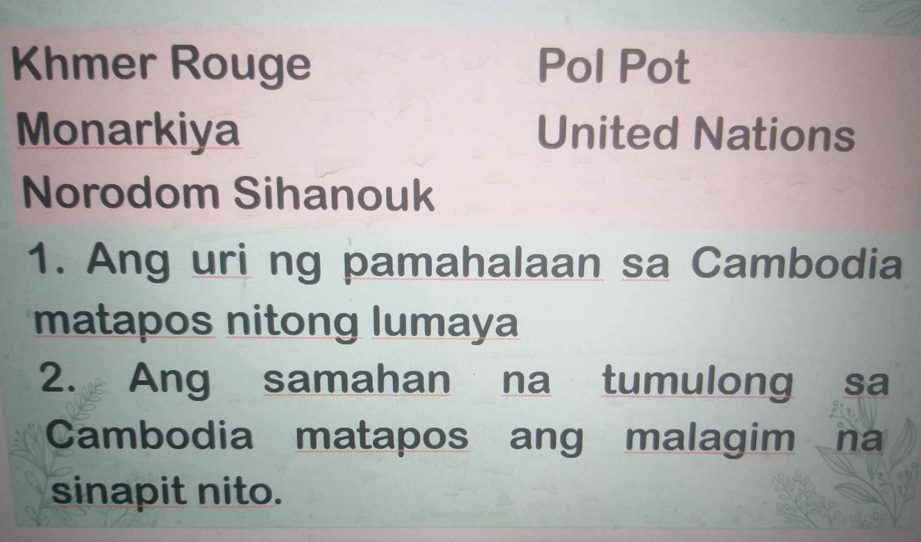 Khmer Rouge Monarkiya Norodom Sihanouk Pol | StudyX