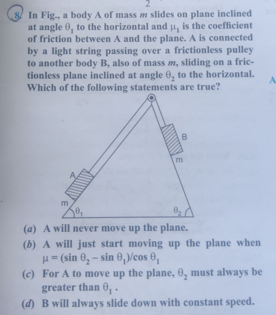 In Fig a body A of mass m slides on plane | StudyX