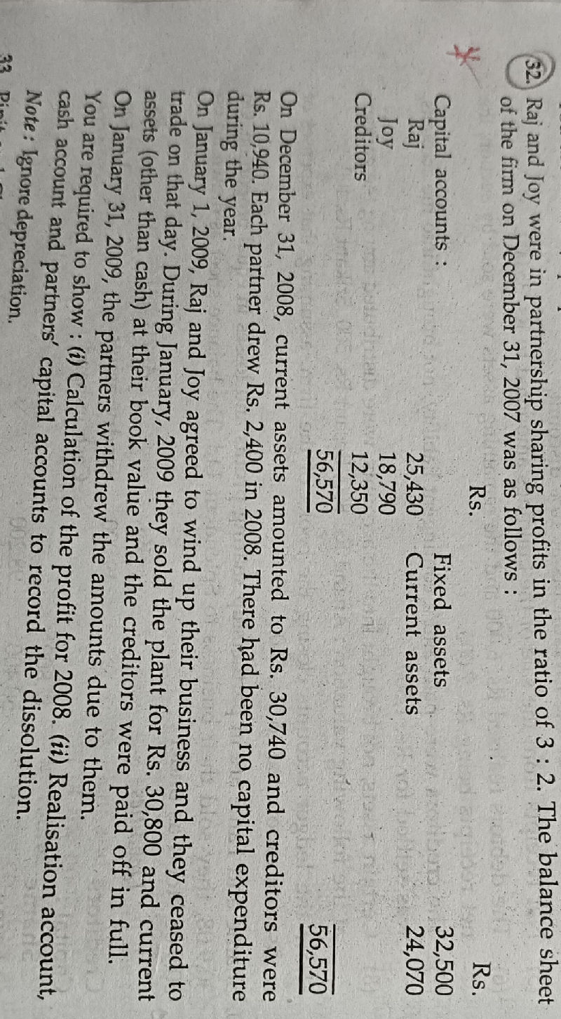 32 Raj and Joy were in partnership sharing | StudyX