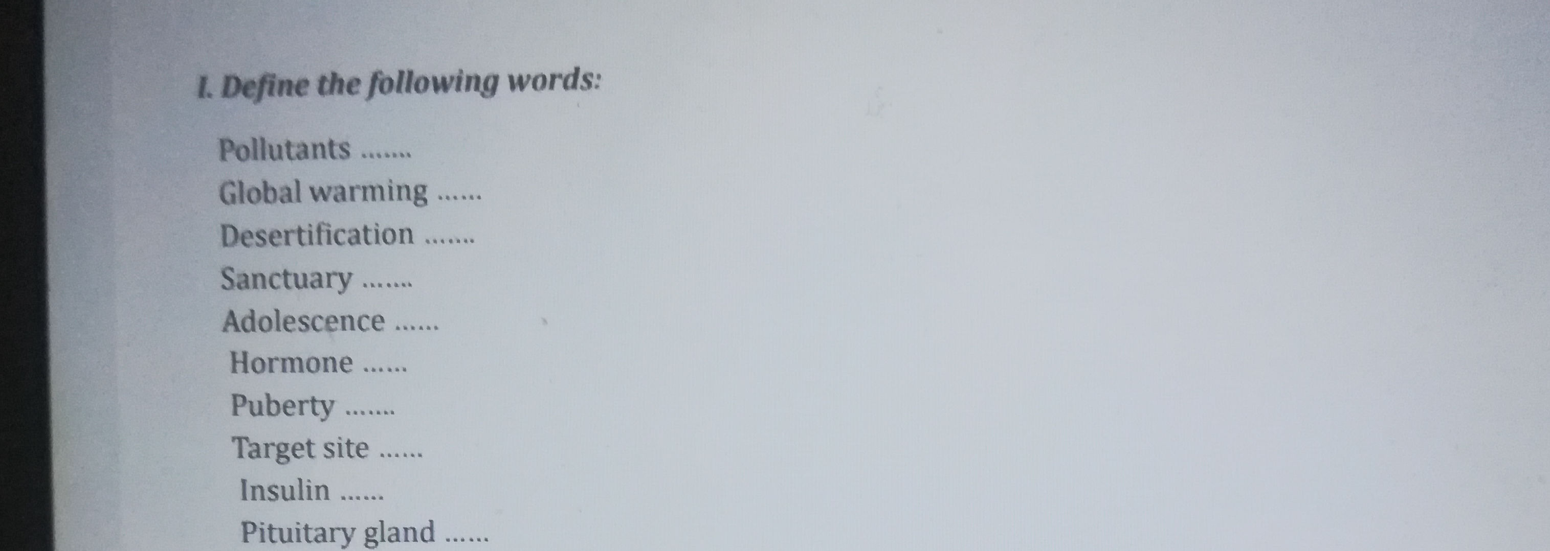 1 Define the following words Pollutants | StudyX