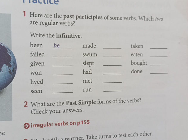 1 Here are the past participles of some | StudyX