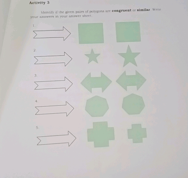 Activity 3 Identify if the given pairs of | StudyX