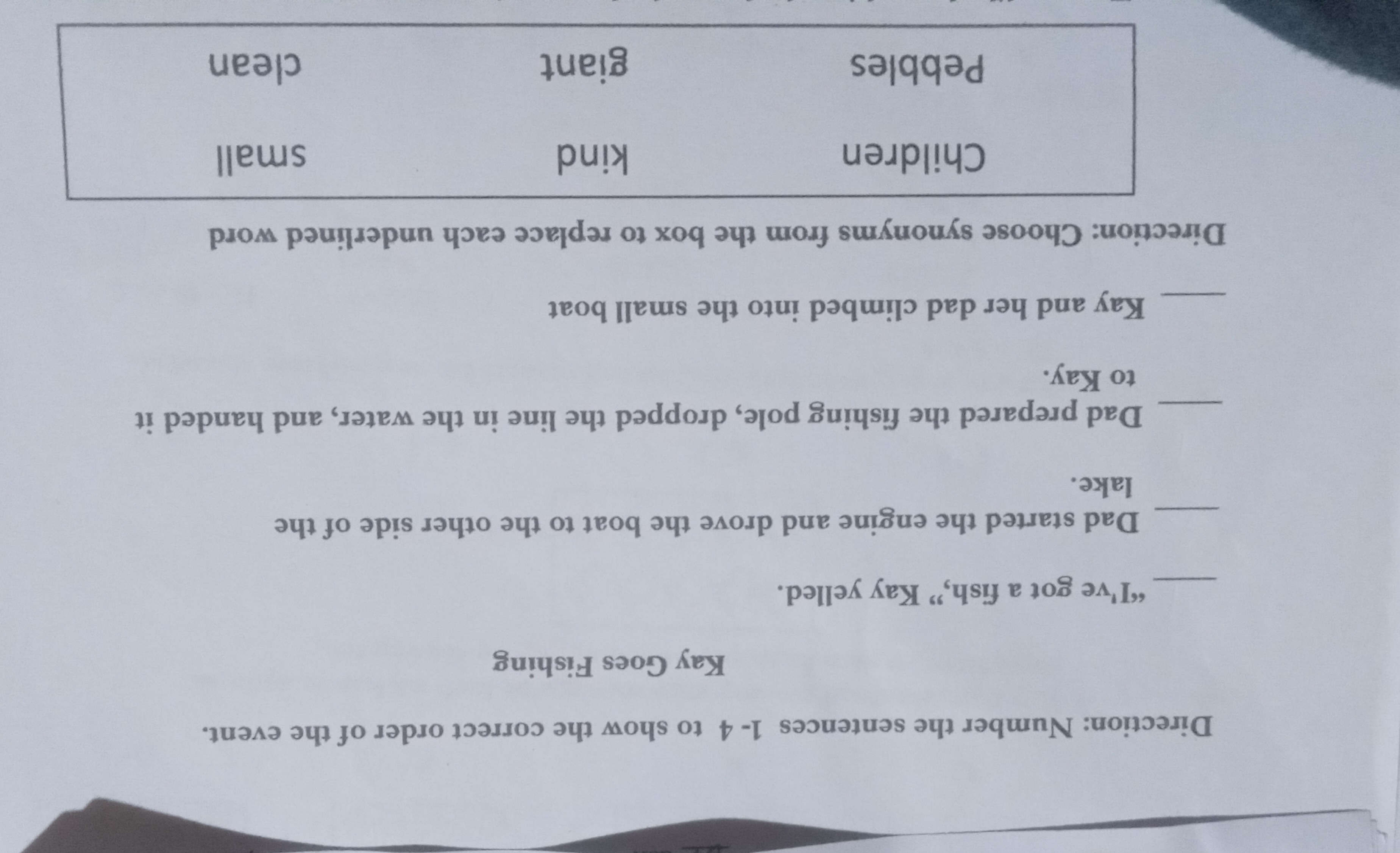 Direction Number the sentences 1-4 to show | StudyX