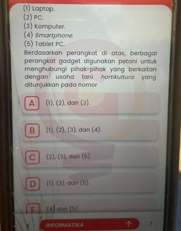 (1) Laptop (2) PC (3) Komputer (4) | StudyX