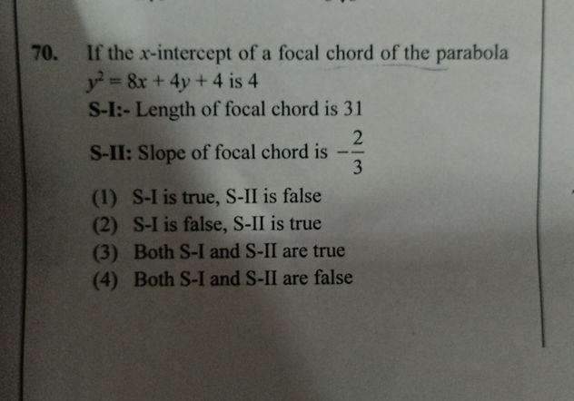 70 If the x-intercept of a focal chord of | StudyX