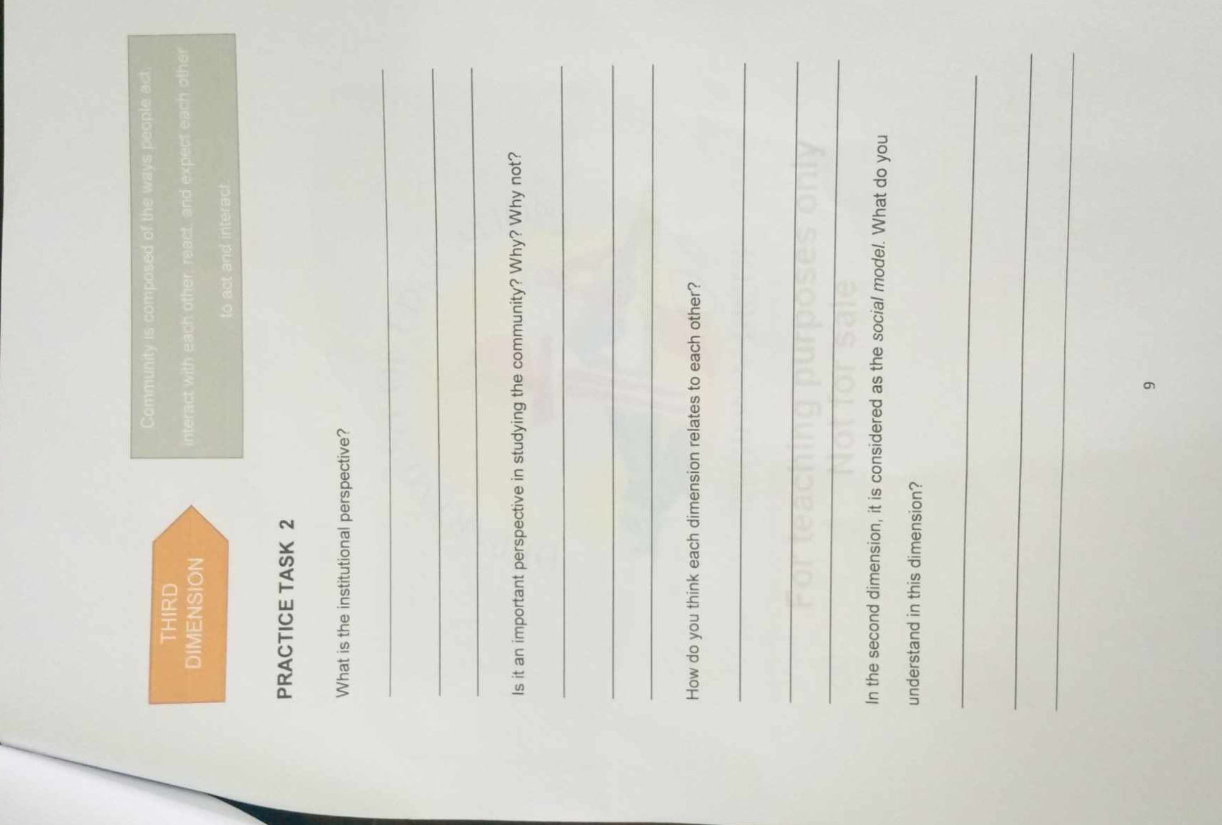 THIRD DIMENSIONCommunity is composed of the | StudyX