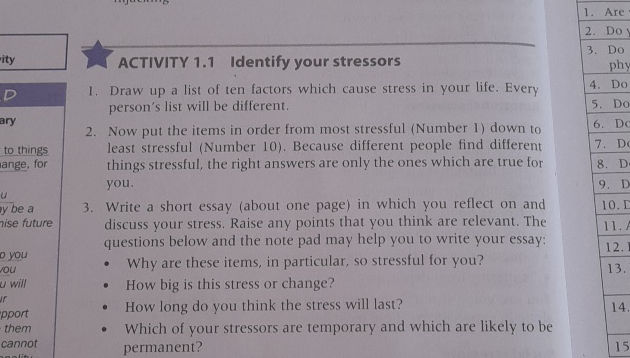 ACTIVITY 11 Identify your stressors 1 Draw | StudyX