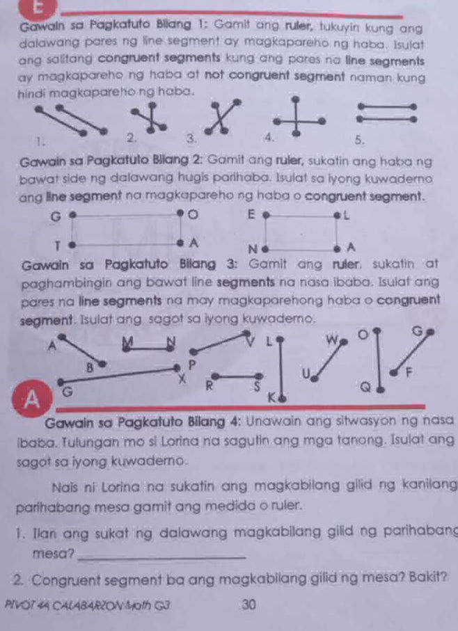 Gawain sa Pagkatuto Bilang 1 Gamit ang ruler | StudyX