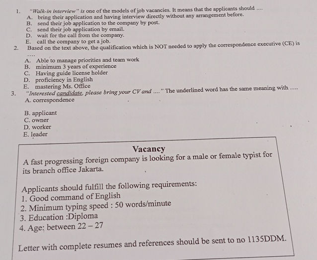 1 Walk-in interview is one of the models of | StudyX