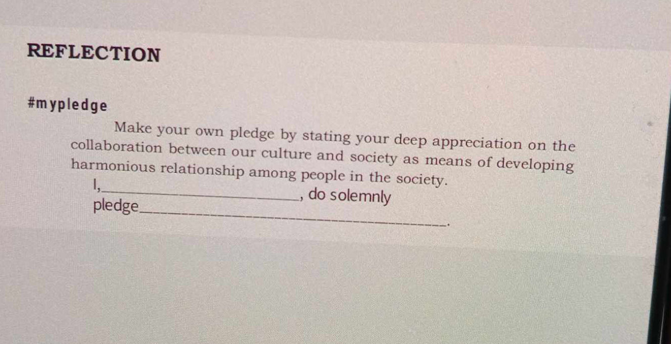 REFLECTION mypledge Make your own pledge by | StudyX