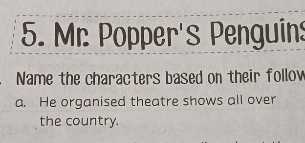 5 Mr Poppers Penguins - Name the characters | StudyX
