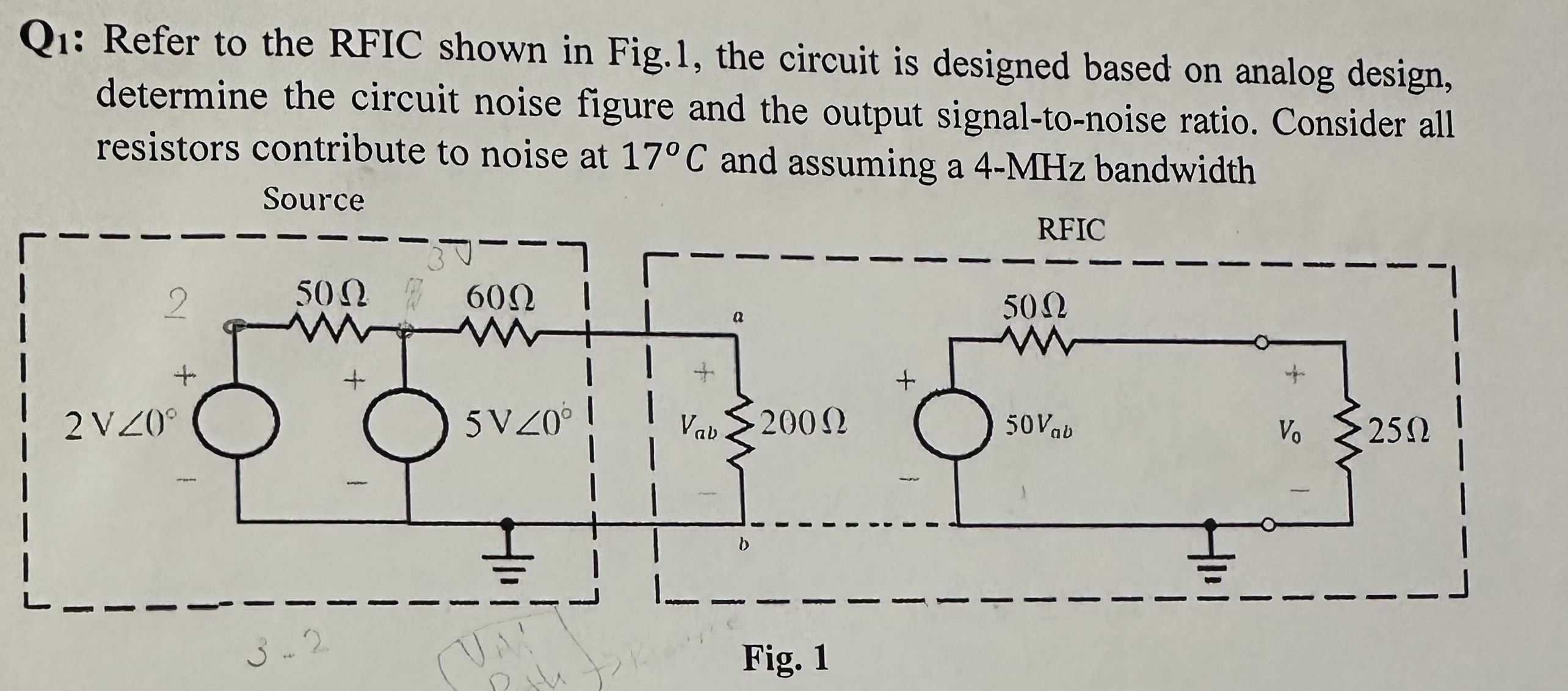 Q1 Refer to the RFIC shown in Fig1 the | StudyX