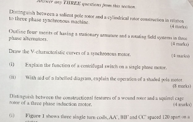 Answer any THREE questions from this section | StudyX