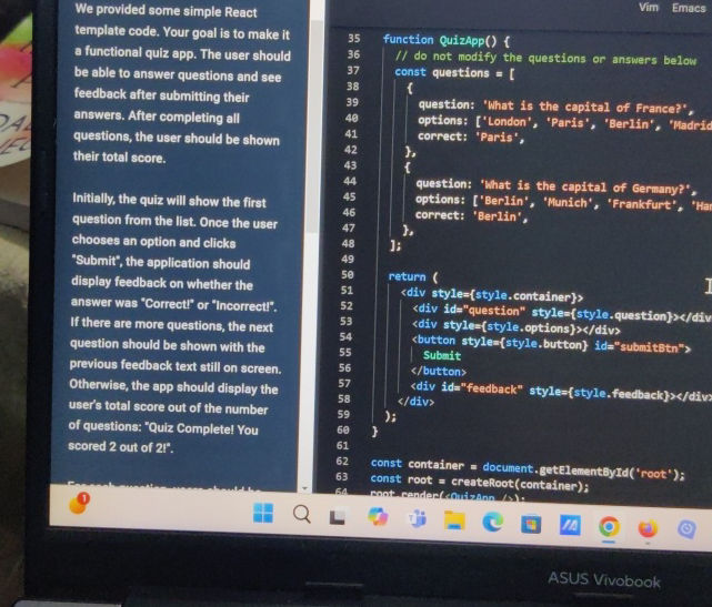 We provided some simple React template code | StudyX