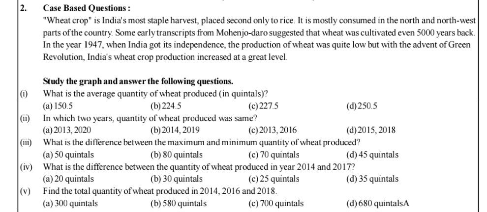 2 Case Based Questions Wheat crop is Indias | StudyX