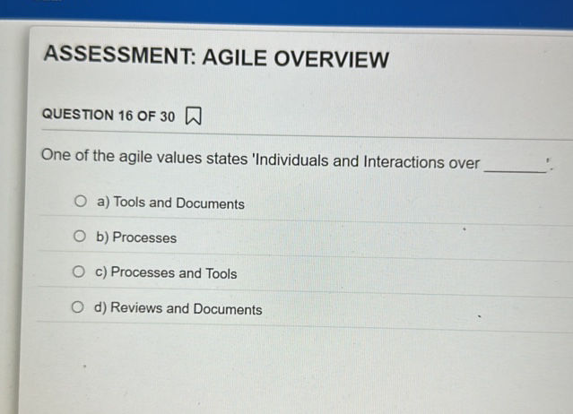 ASSESSMENT AGILE OVERVIEW QUESTION 16 OF 30 | StudyX