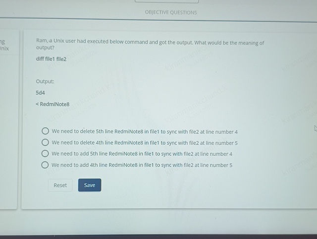 Ram a Unix user had executed below command | StudyX