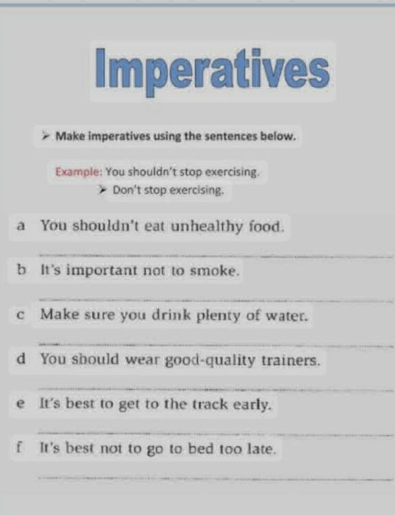 ImperativesMake imperatives using the | StudyX