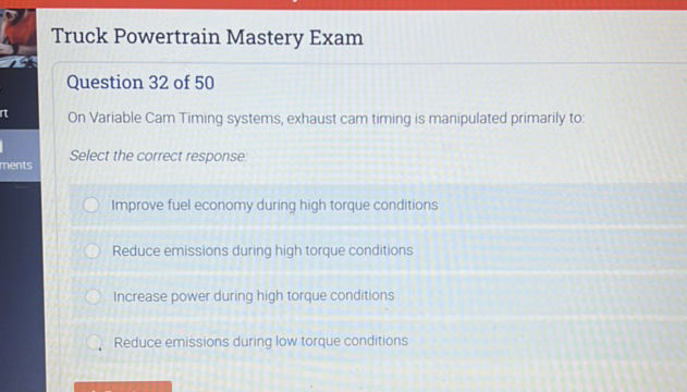 Truck Powertrain Mastery Exam Question 32 of | StudyX
