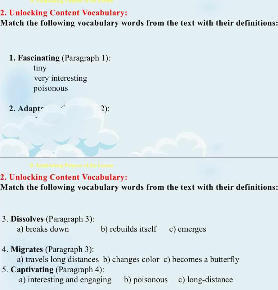 2 Unlocking Content Vocabulary Match the | StudyX