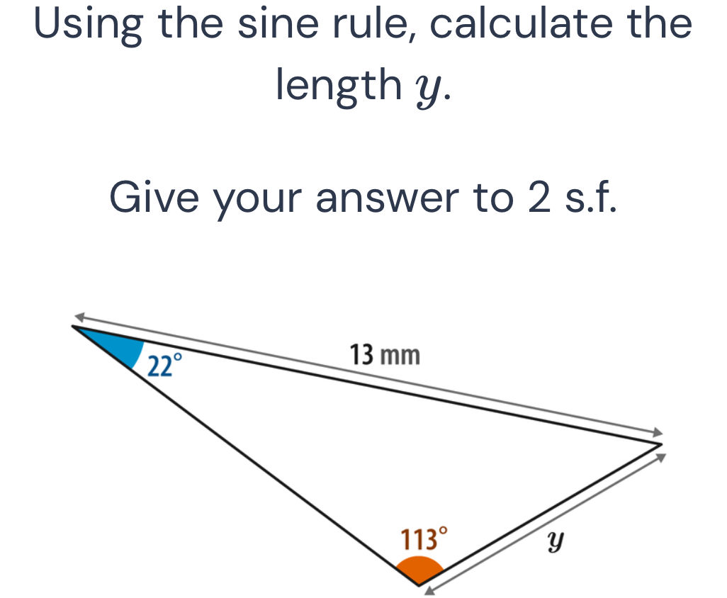 Using the sine rule calculate the length y