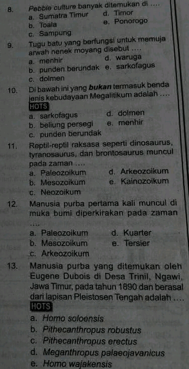 8 Pebble culture banyak ditemukan di a | StudyX