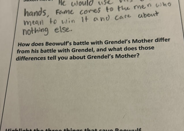 How does Beowulfs battle with Grendels | StudyX