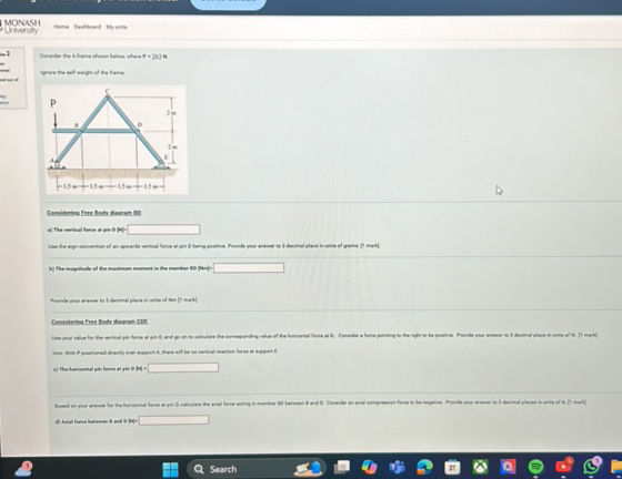 Consider the A-frame shown below where P = | StudyX