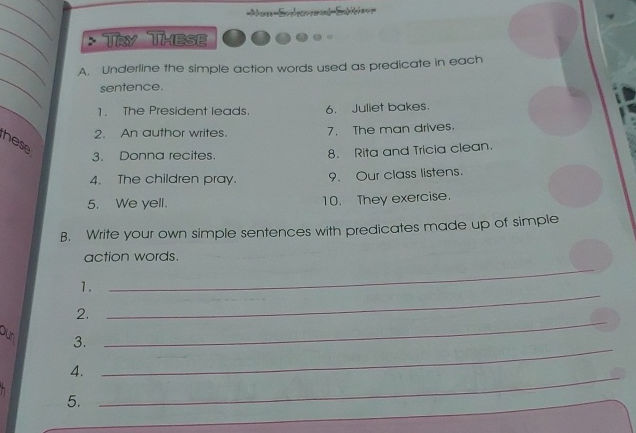 A Underline the simple action words used as | StudyX