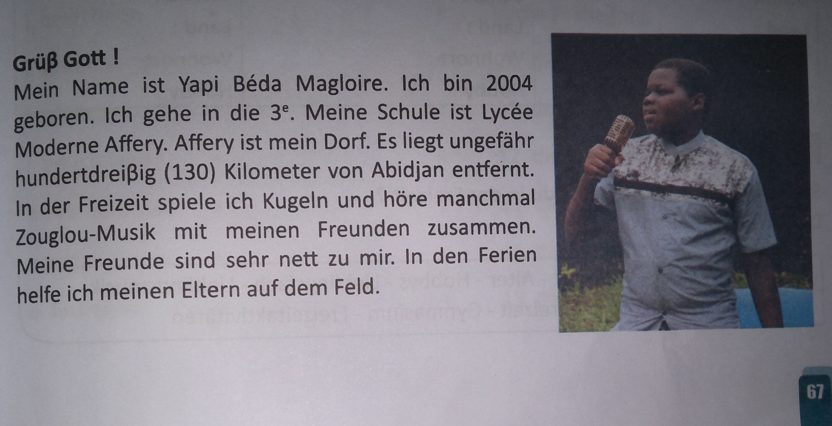 Gr Gott Mein Name ist Yapi Bda Magloire Ich | StudyX