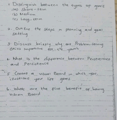 Distinguish between the types of goals (a) | StudyX