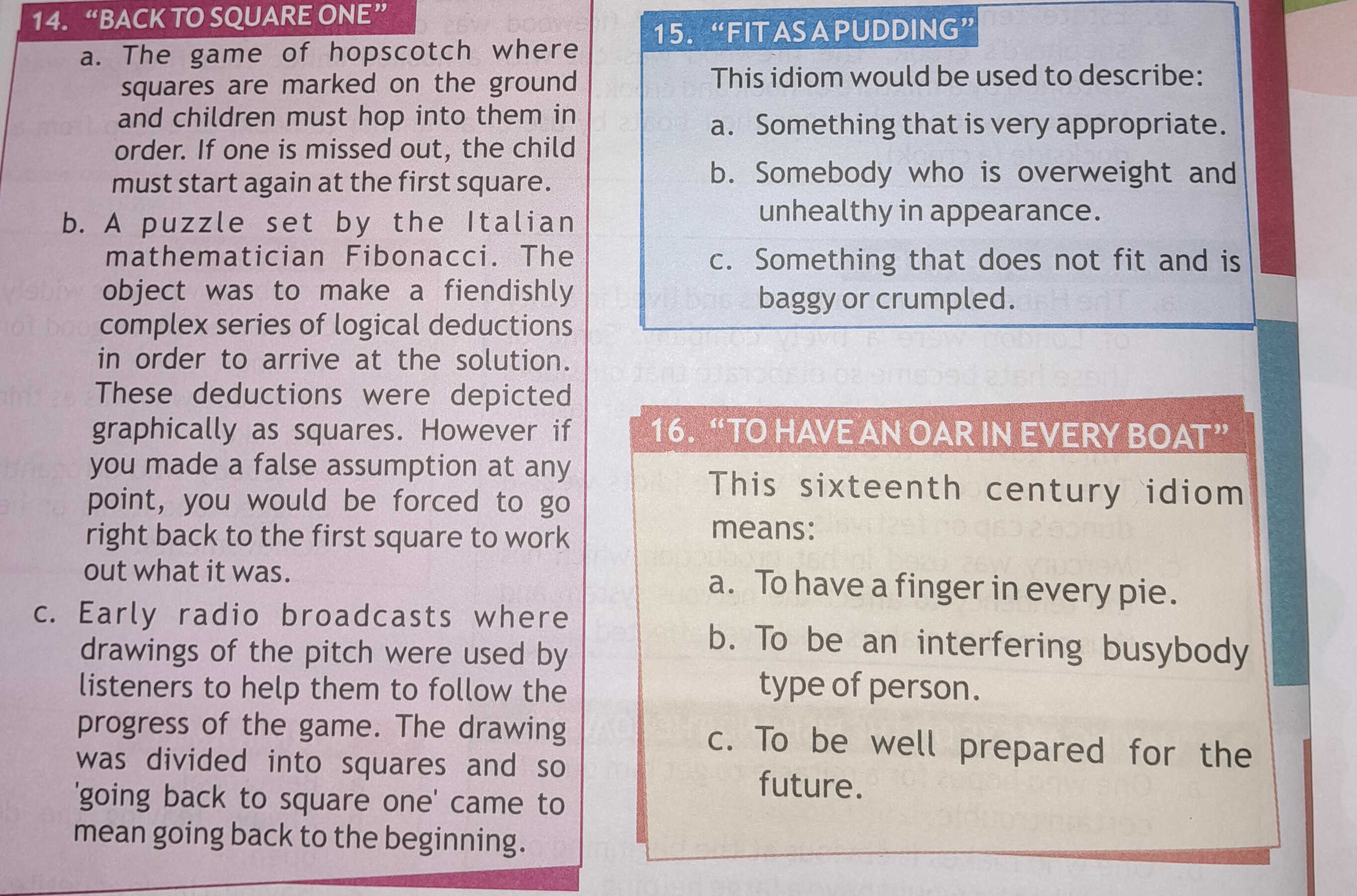 14 BACK TO SQUARE ONE a The game of