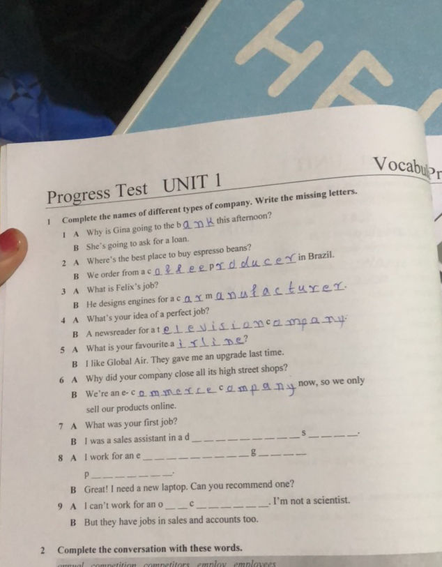 1 Complete the names of different types of | StudyX