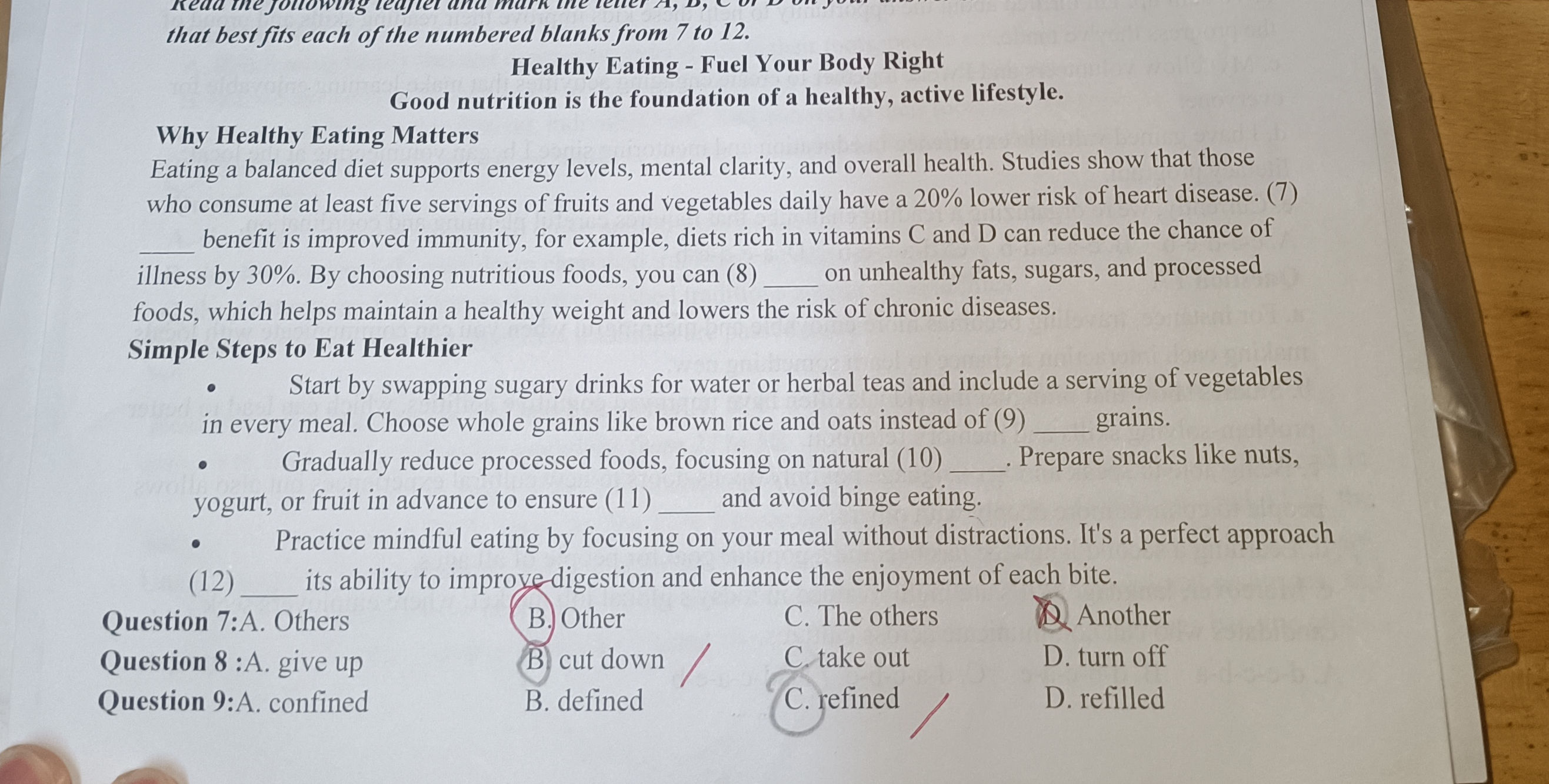 Read the following leaflet and mark the | StudyX