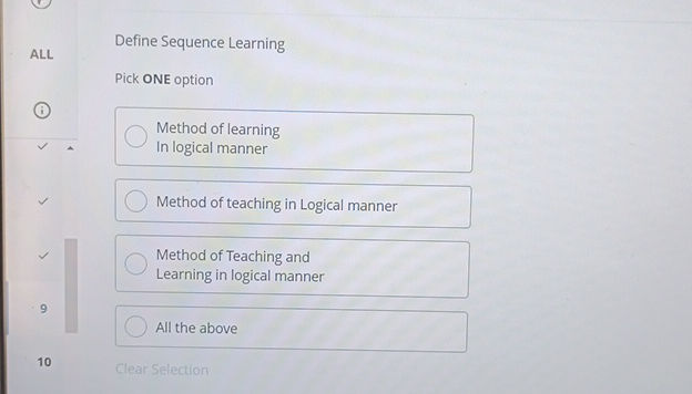 Define Sequence LearningPick ONE | StudyX