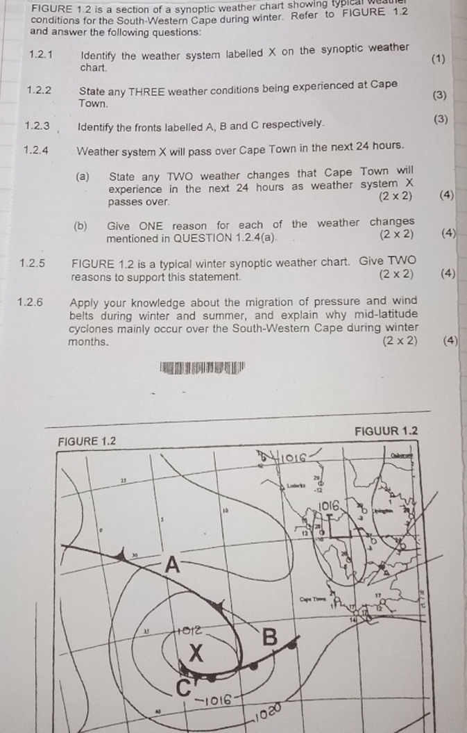 FIGURE 12 is a section of a synoptic weather | StudyX
