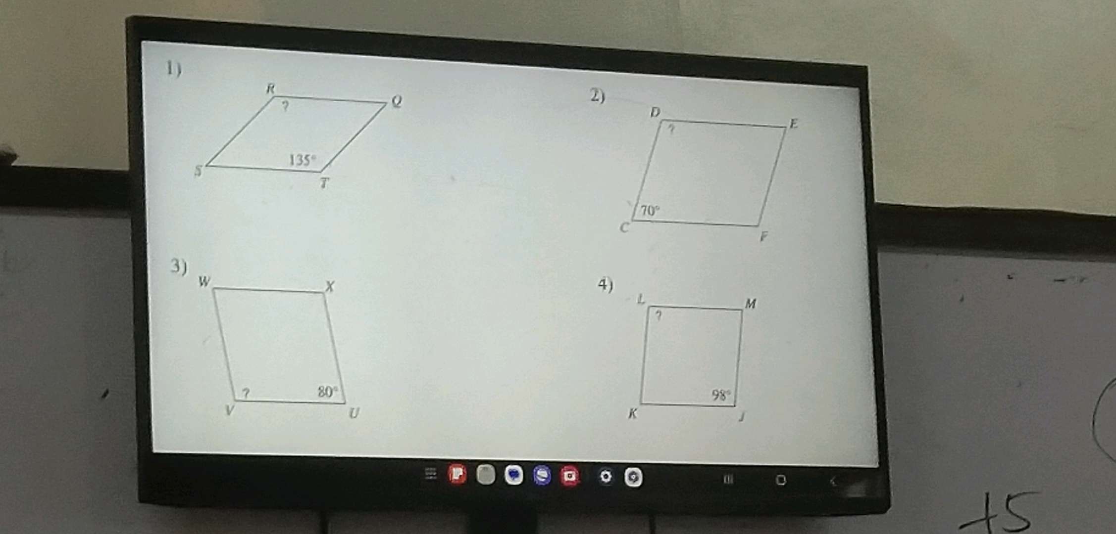 1) Find the missing angle in the | StudyX