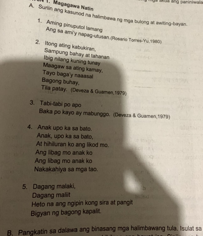 A Suriin ang kasunod na halimbawa ng mga | StudyX