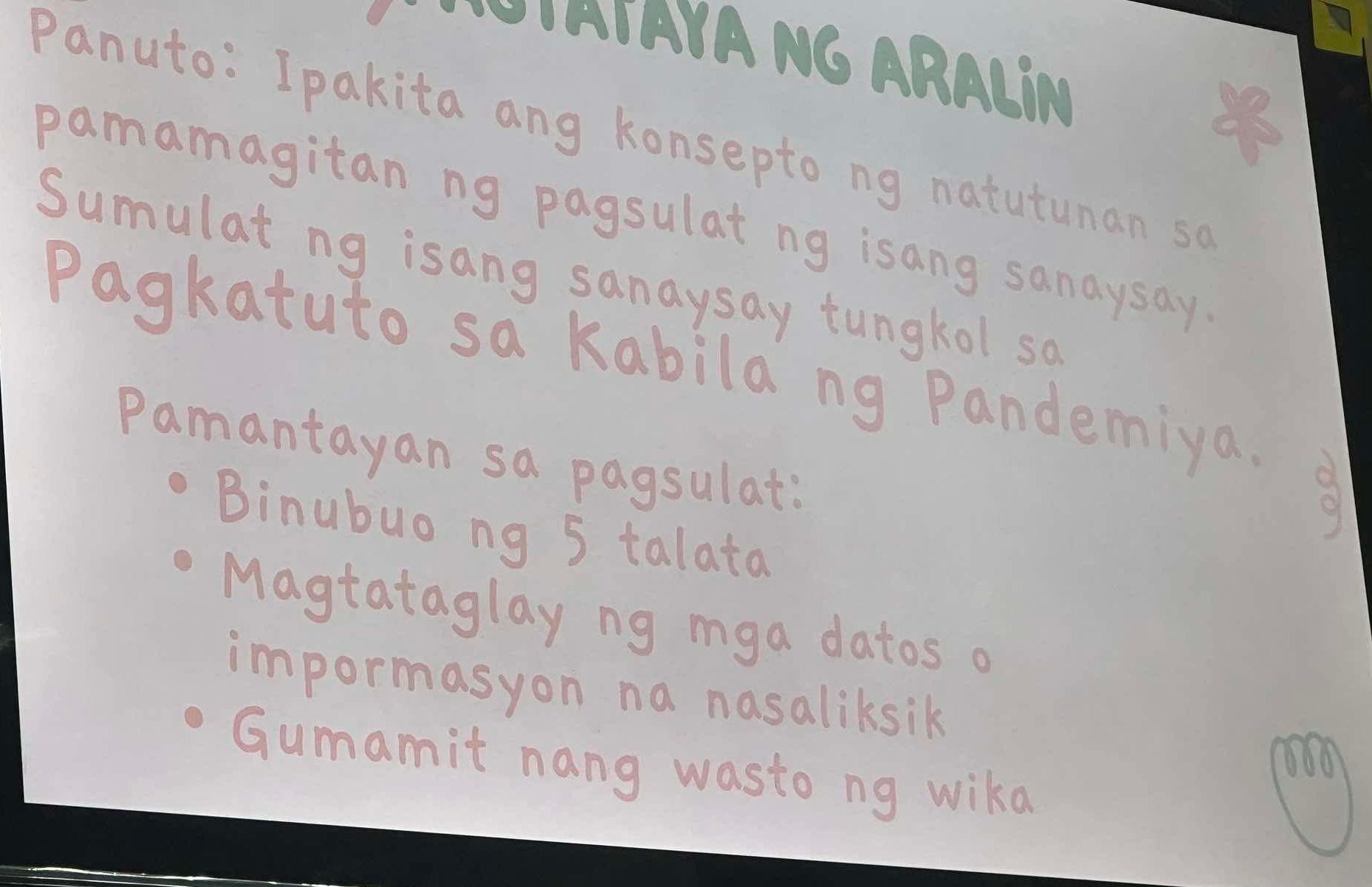 Panuto Ipakita ang konsepto ng natutunan sa | StudyX
