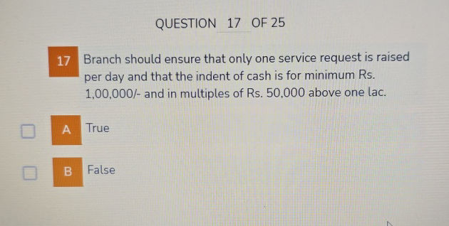 Branch should ensure that only one service | StudyX