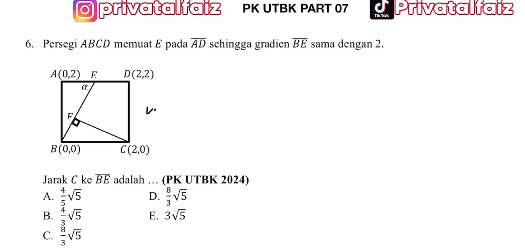 6 Persegi ABCD memuat E pada AD sehingga | StudyX