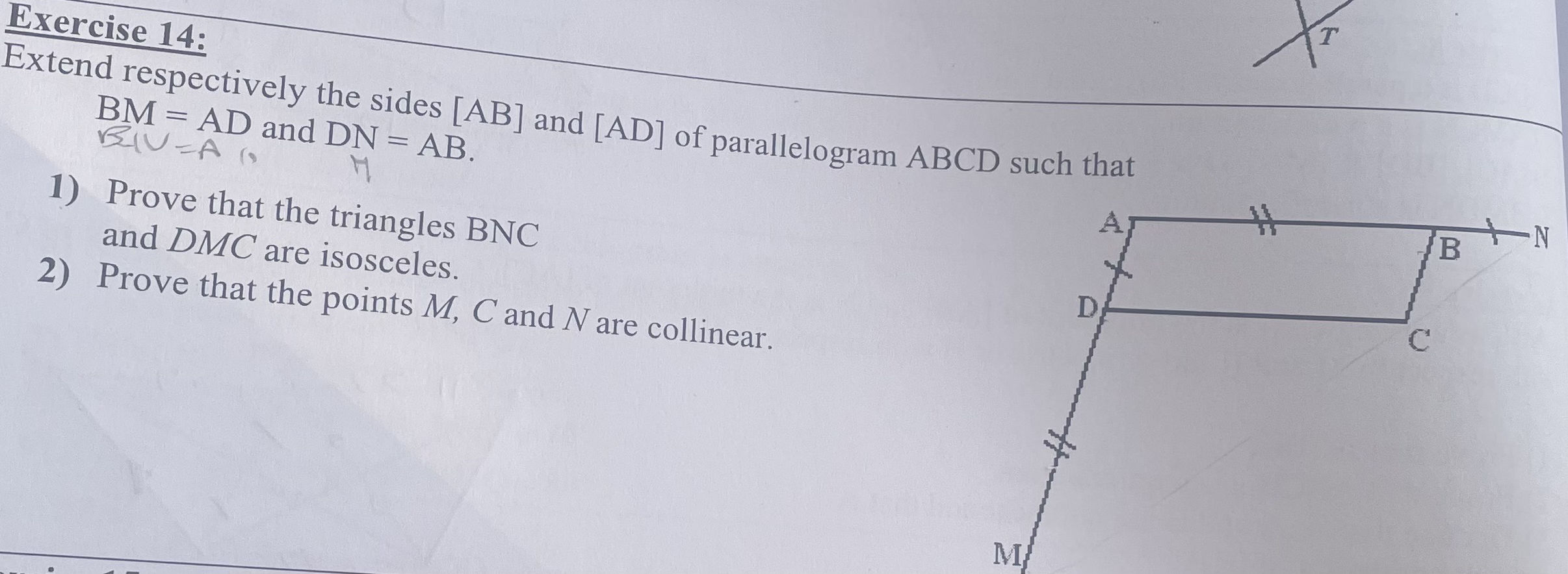 Exercise 14 Extend respectively the sides AB | StudyX