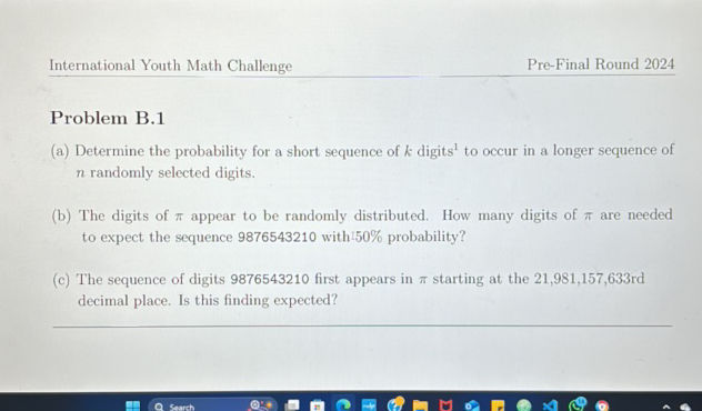 International Youth Math Challenge Pre-Final | StudyX