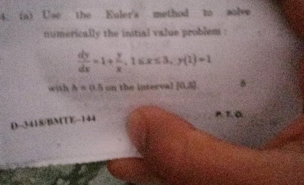 Use the Eulers method to solve numerically | StudyX