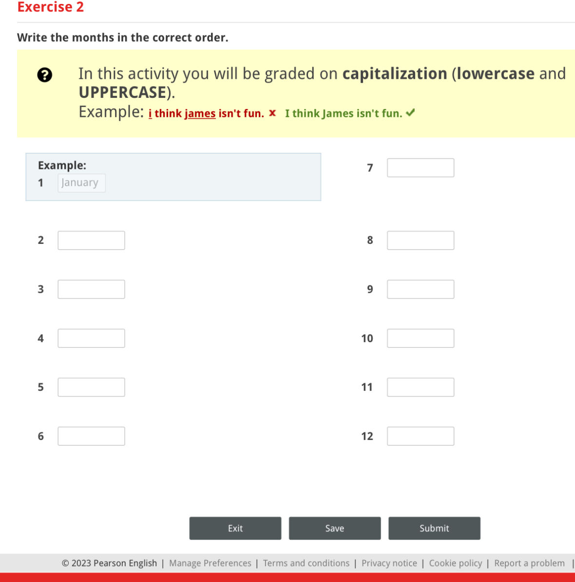 Exercise 2 Write the months in the correct | StudyX