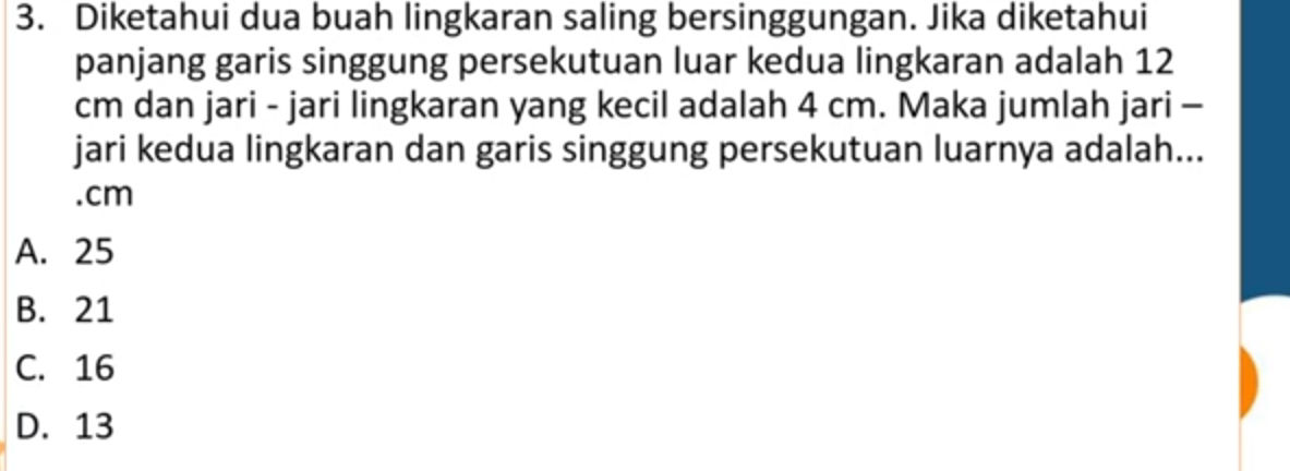 3 Diketahui dua buah lingkaran saling | StudyX