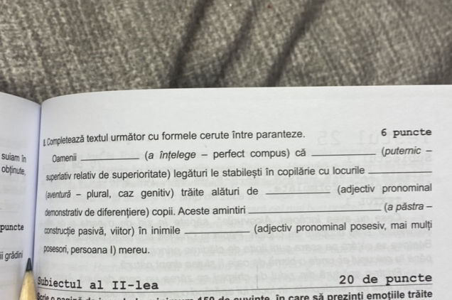 Completeaz textul urmtor cu formele cerute | StudyX